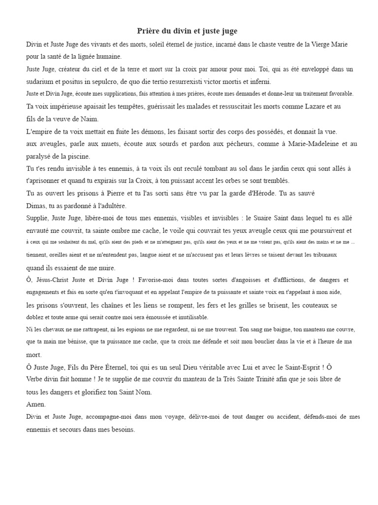 Prière au Juste Juge pour protection | PDF | Jésus | Dieu