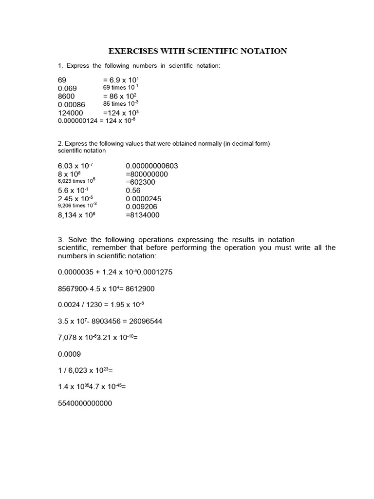 Scientific Notation Task | PDF