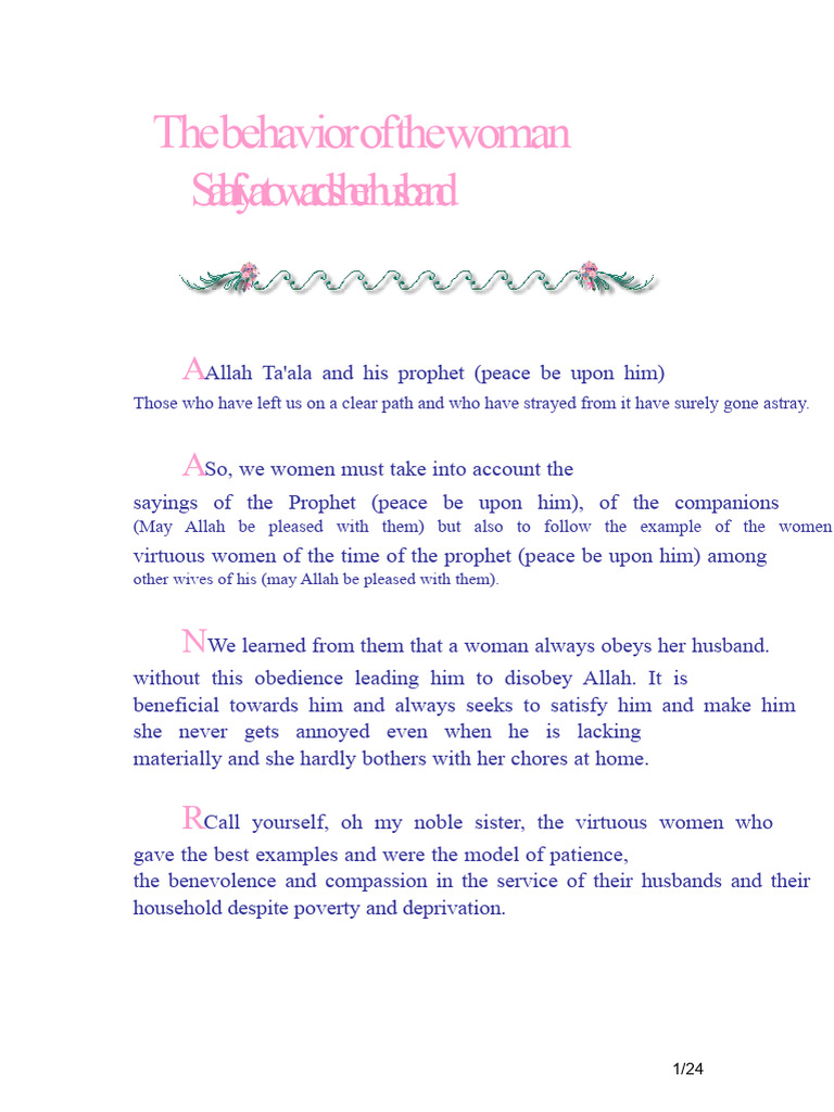 The Behavior of the Salafi Woman Towards Her Husband | PDF | Muhammad ...