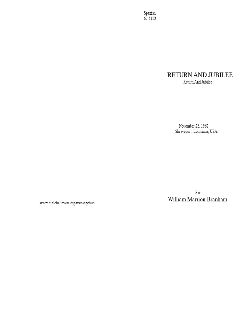 114 Return and Jubilee | PDF | Jesus | Pentecostalism