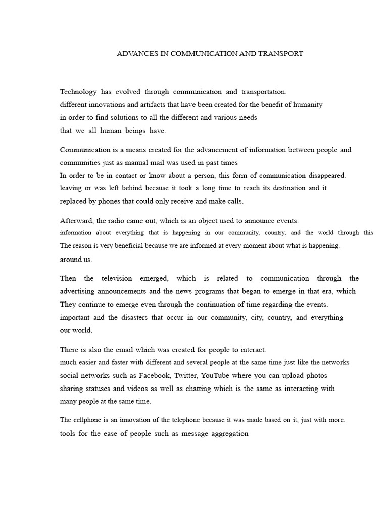 Evolution of Communication and Transportation | PDF | Communication ...
