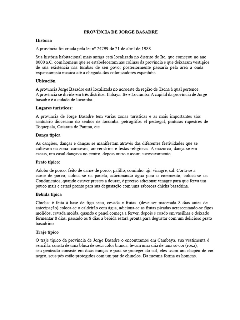 Província de Jorge Basadre | PDF