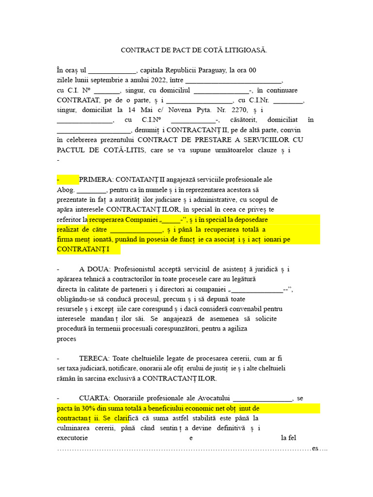 Modelul 3. Contract de Acord de Participare La Litigiu. | PDF