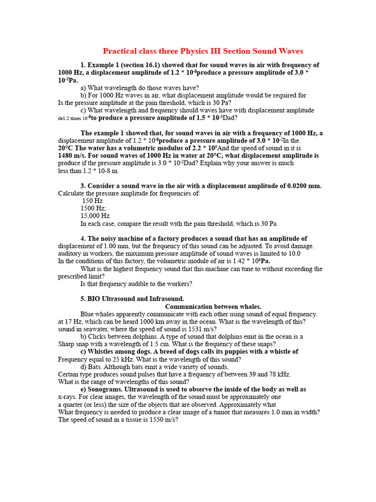 Sound Waves: Properties and Calculations | PDF | Sound | Frequency