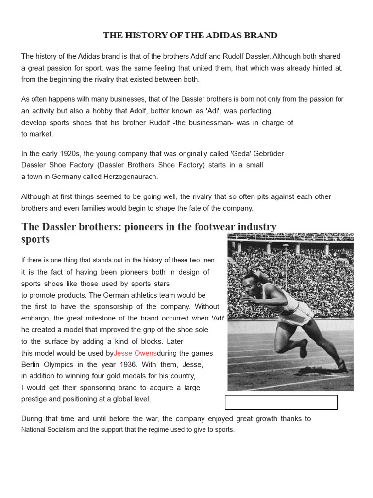 The Origin and History of Adidas | PDF | Adidas
