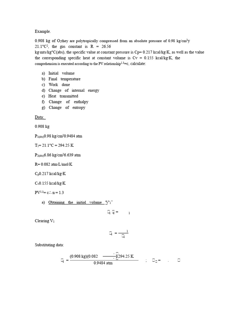 Example Polytropic Process | PDF | Temperature | Enthalpy