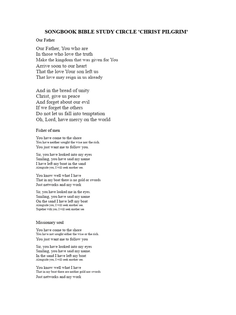 Songbook Biblical Study Circle | PDF | Lord's Prayer | Jesus