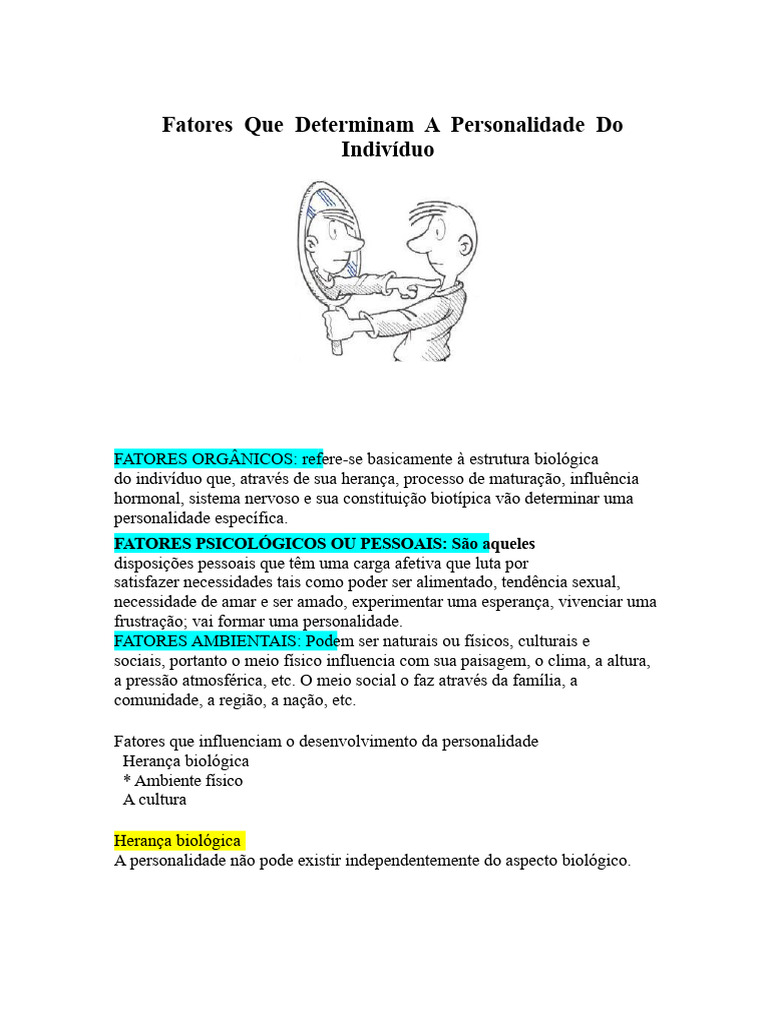 Fatores que Formam a Personalidade Humana | PDF | Humano | Comportamento