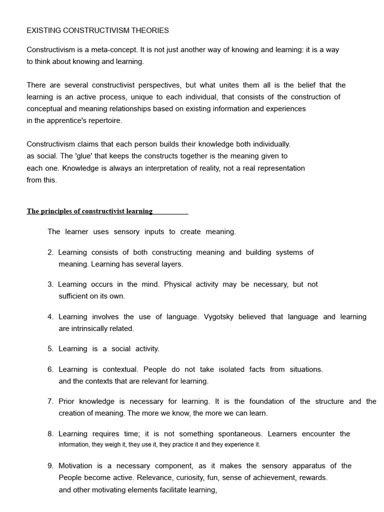 Understanding Constructivism Theories | PDF | Constructivism ...