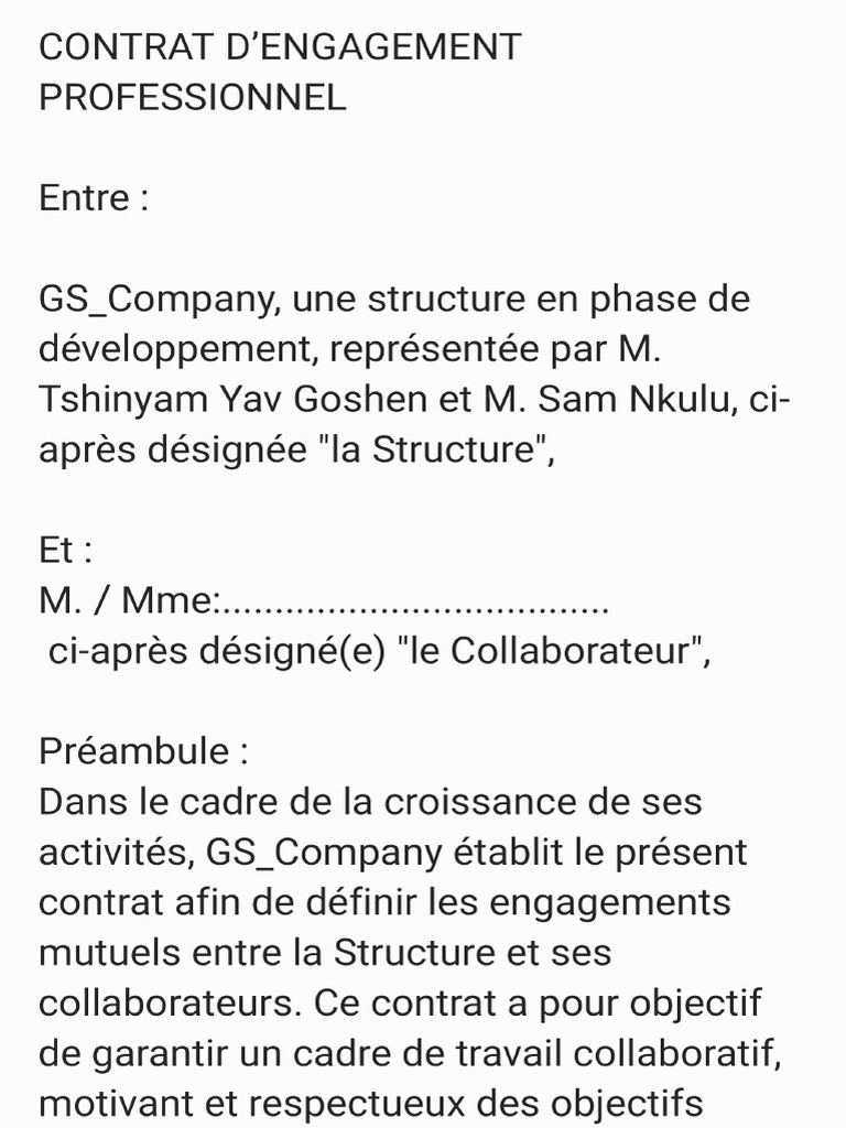 Contrat D'engagement Gs | PDF