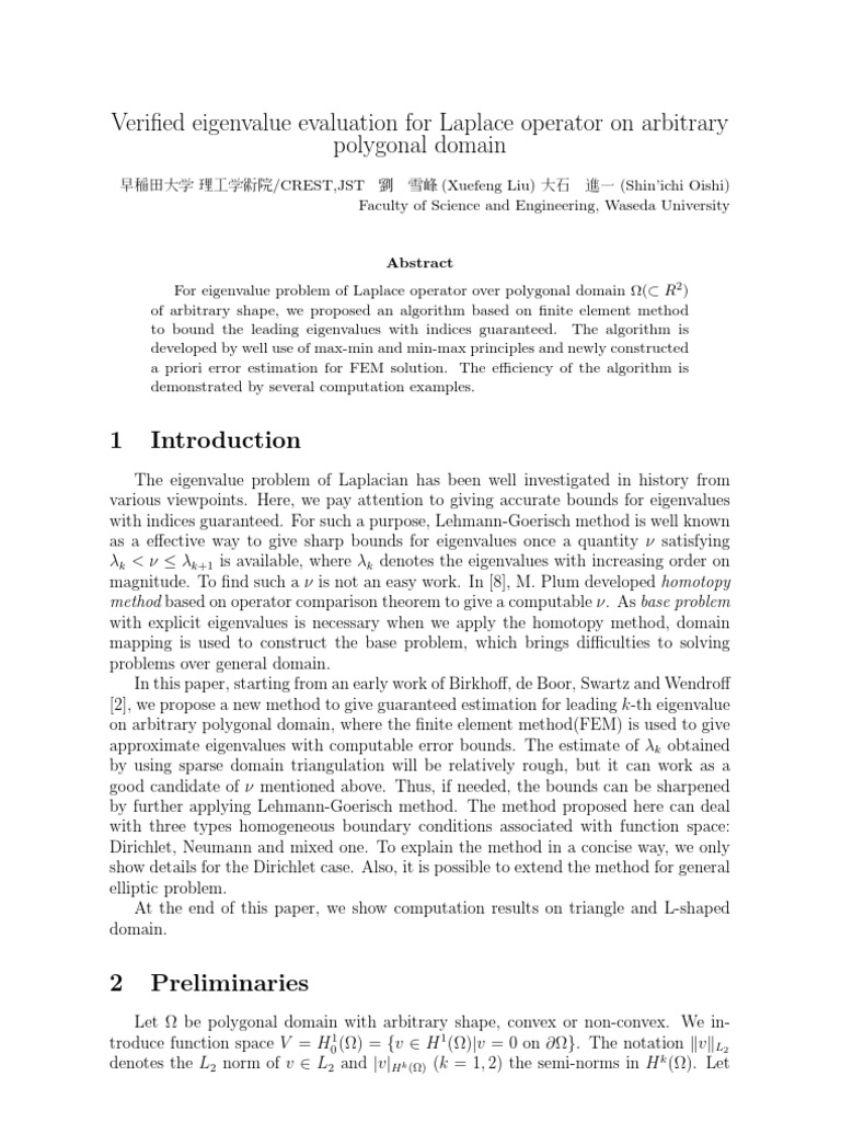 Manuscript Pdf Eigenvalues And Eigenvectors Finite Element Method