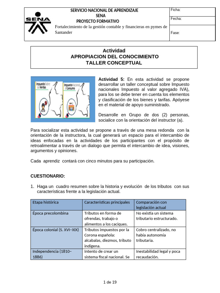 Taller de Impuestos 1 | PDF | Impuestos | Contabilidad