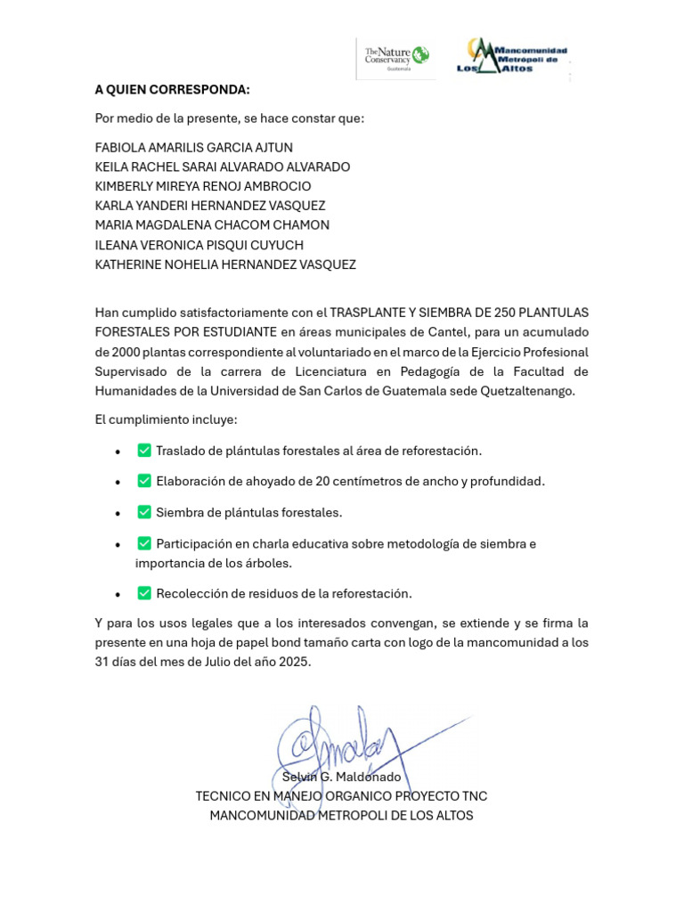 Constancia Pedagogia - Fabiola | PDF