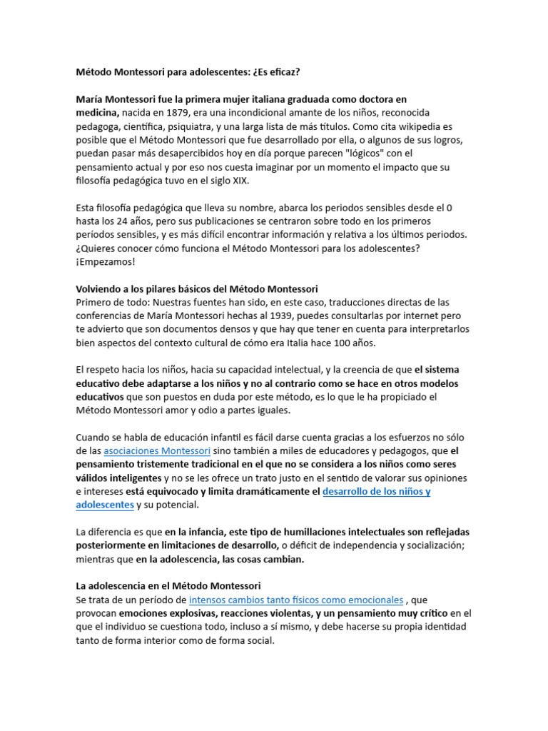 Mamá Paulette | PDF | Educación Montessori | Adolescencia