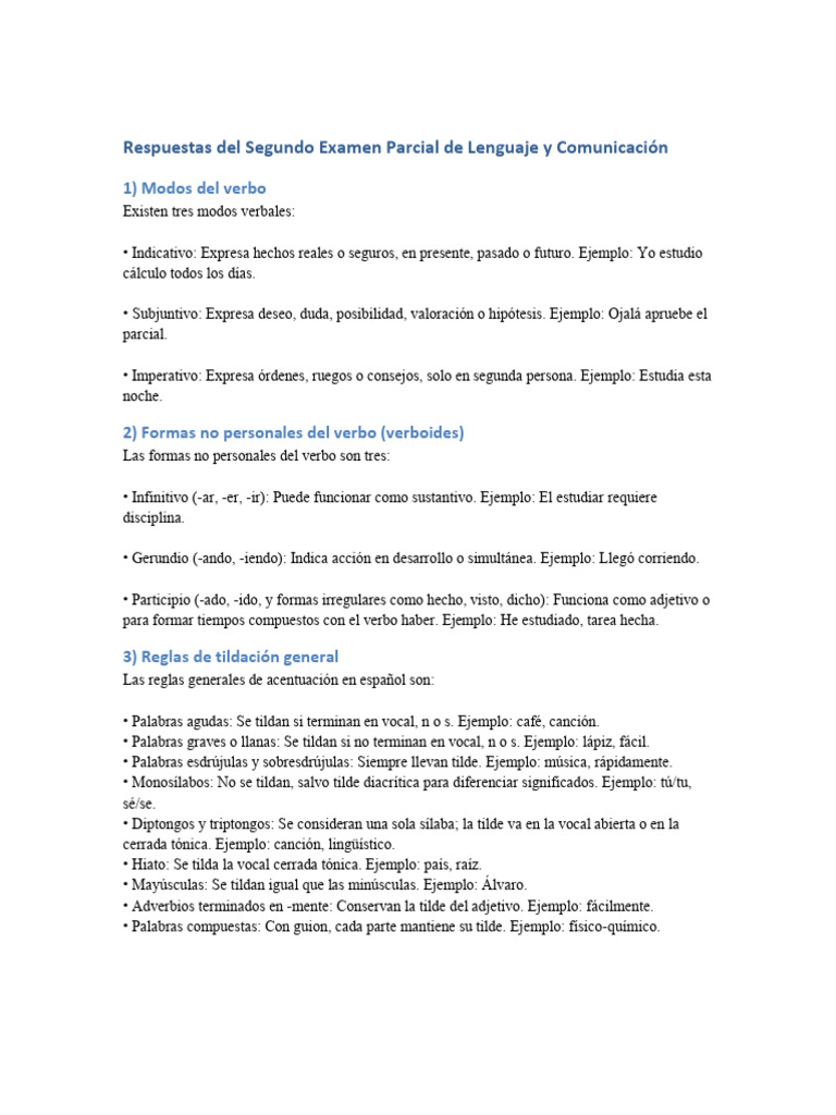 Guía de Verbos y Acentuación en Español | PDF | Morfología Lingüística ...