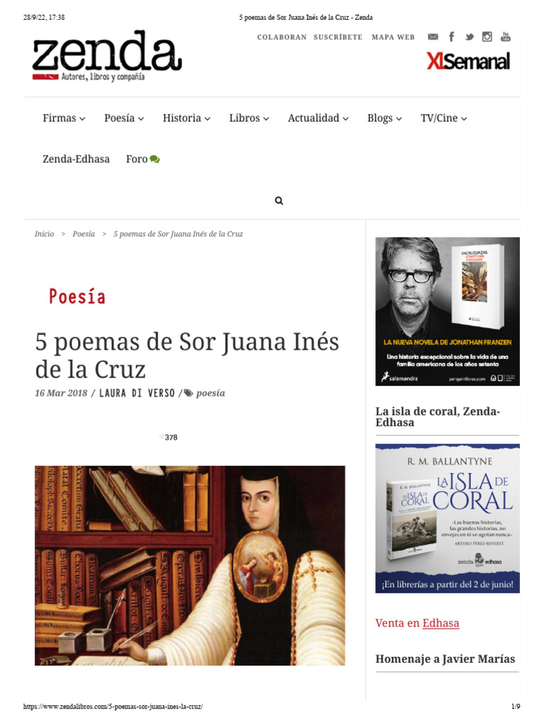 5 Poemas De Sor Juana Inés De La Cruz Pdf