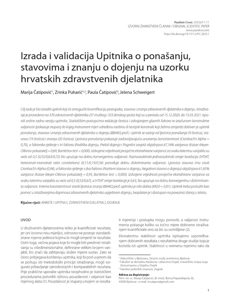 Validacija-upitnika-primjer-članka | PDF