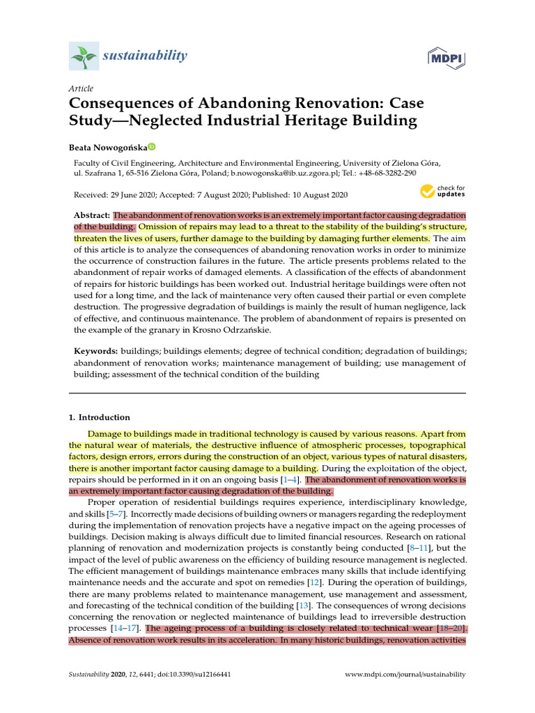 Consequences of Abandoning Renovation Case Study-N | PDF | Wall ...