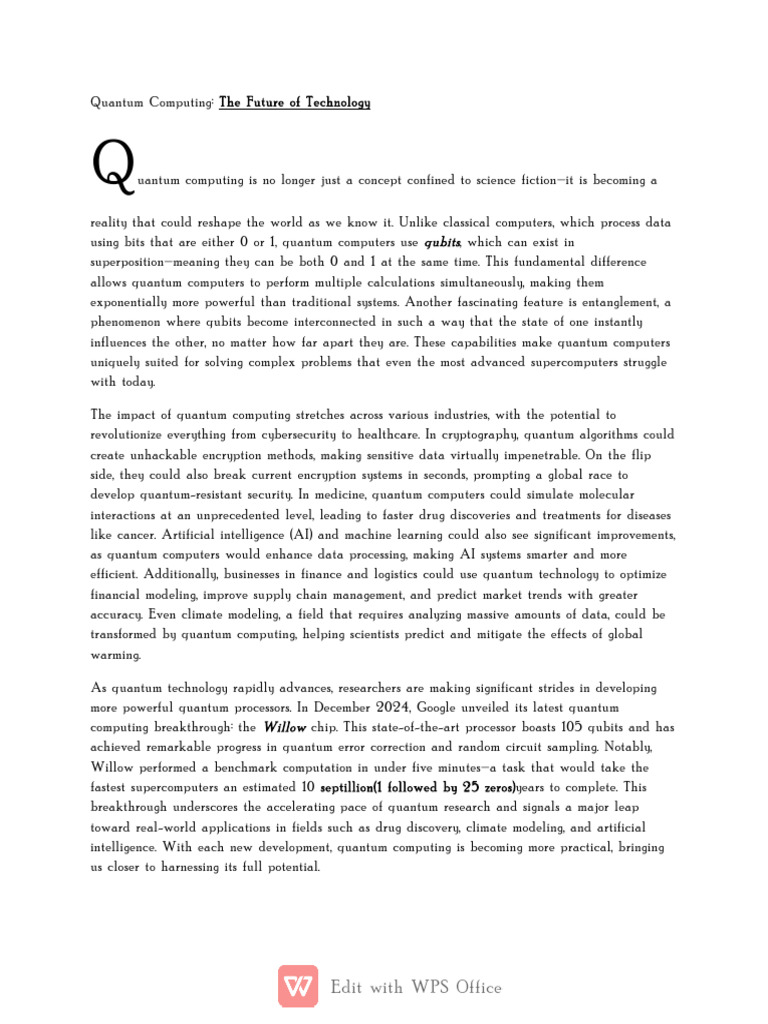 Quantum Computi-WPS Office | PDF | Quantum Computing | Theoretical Computer Science
