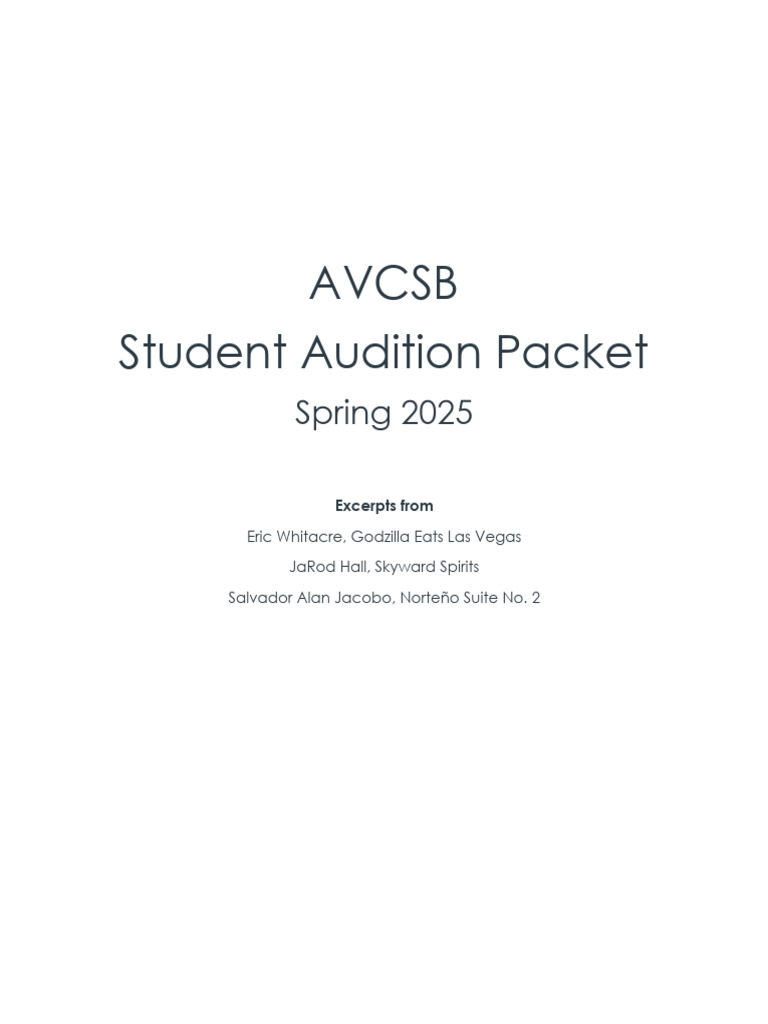 AVCSB Student Audition Packet S25 | PDF | Compositions For Orchestra ...