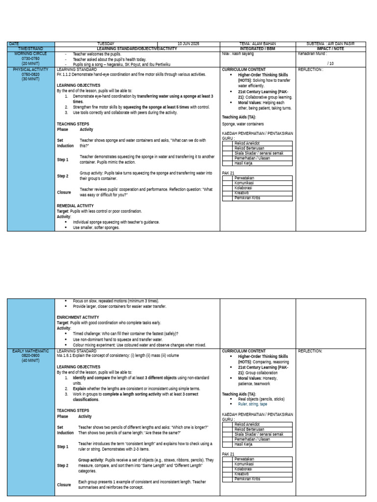 Water and Sand Learning Activities | PDF | Teachers | Curriculum