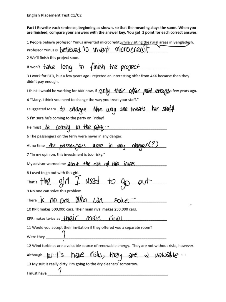 Placement Test C1-C2 01 | PDF