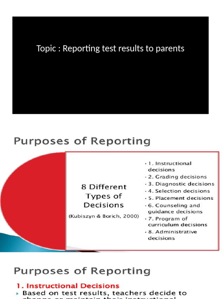 Reporting Test Result To Parents | PDF