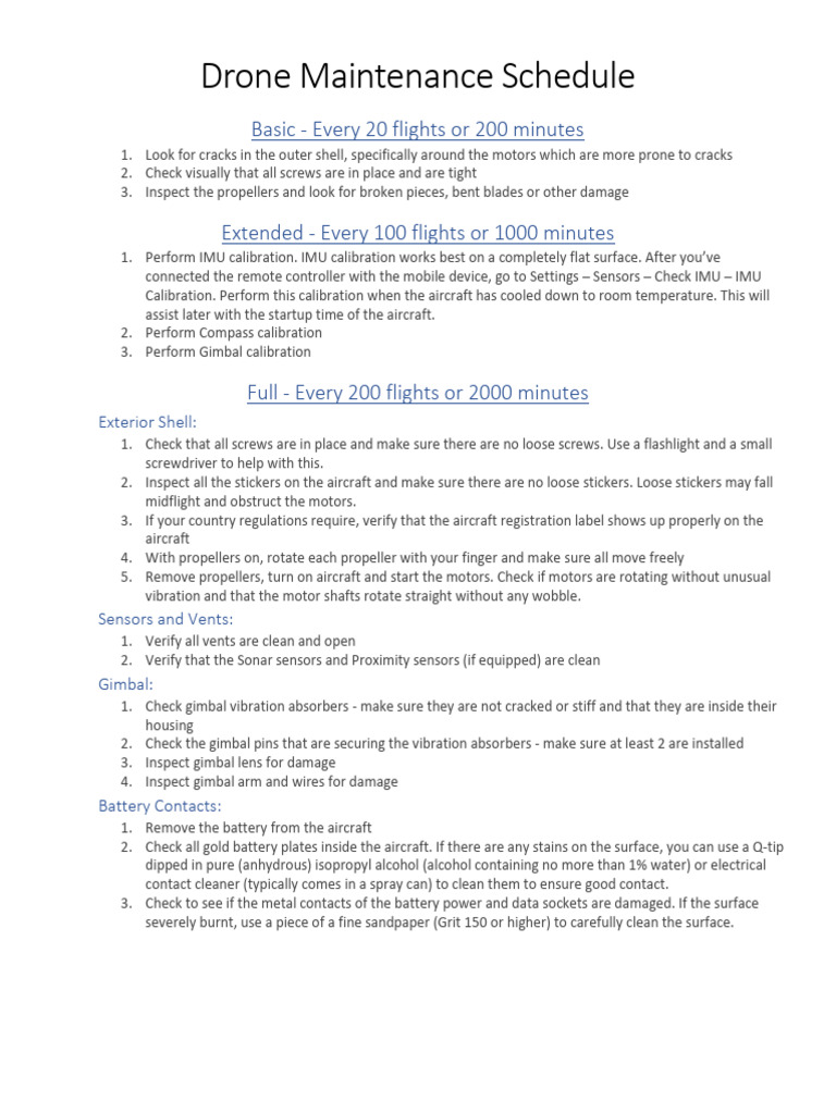 Drone Maintenance Checklist Guide | PDF | Propeller | Manufactured Goods