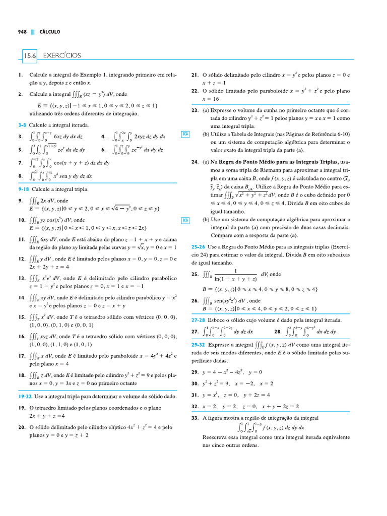 Lista 02 - Integrais Triplas | PDF