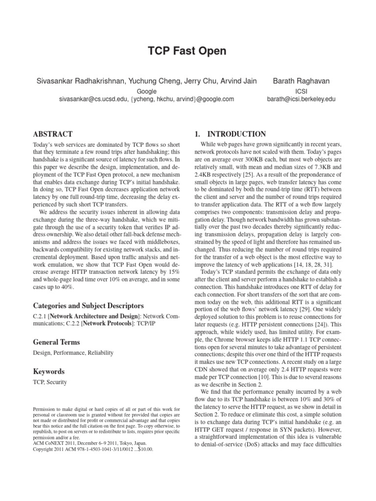tfo-con | PDF | Transmission Control Protocol | Http Cookie