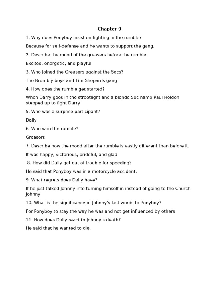 (The Outsiders Chapter 9) The Outsiders - Chapter 9 1 | PDF