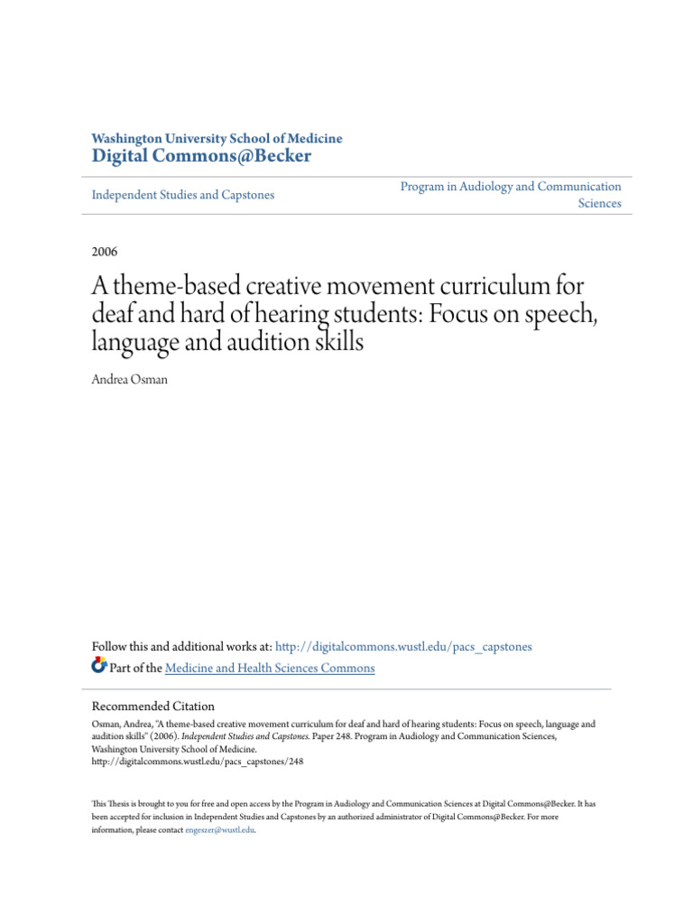 A Theme-Based Creative Movement Curriculum For Deaf and Hard of H | PDF ...
