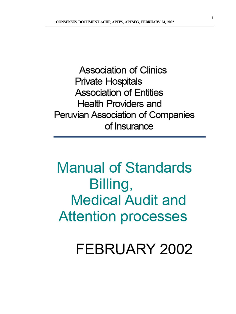 Medical Billing Standards Manual 2002 | PDF | Surgery | Hospital