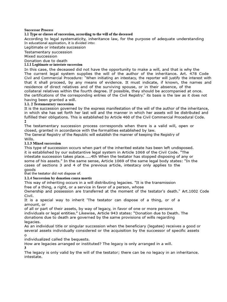 Types of Succession in Inheritance Law | PDF | Will And Testament ...