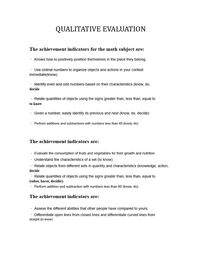 Examples of Qualitative Assessment | PDF | Mathematics | Quantity