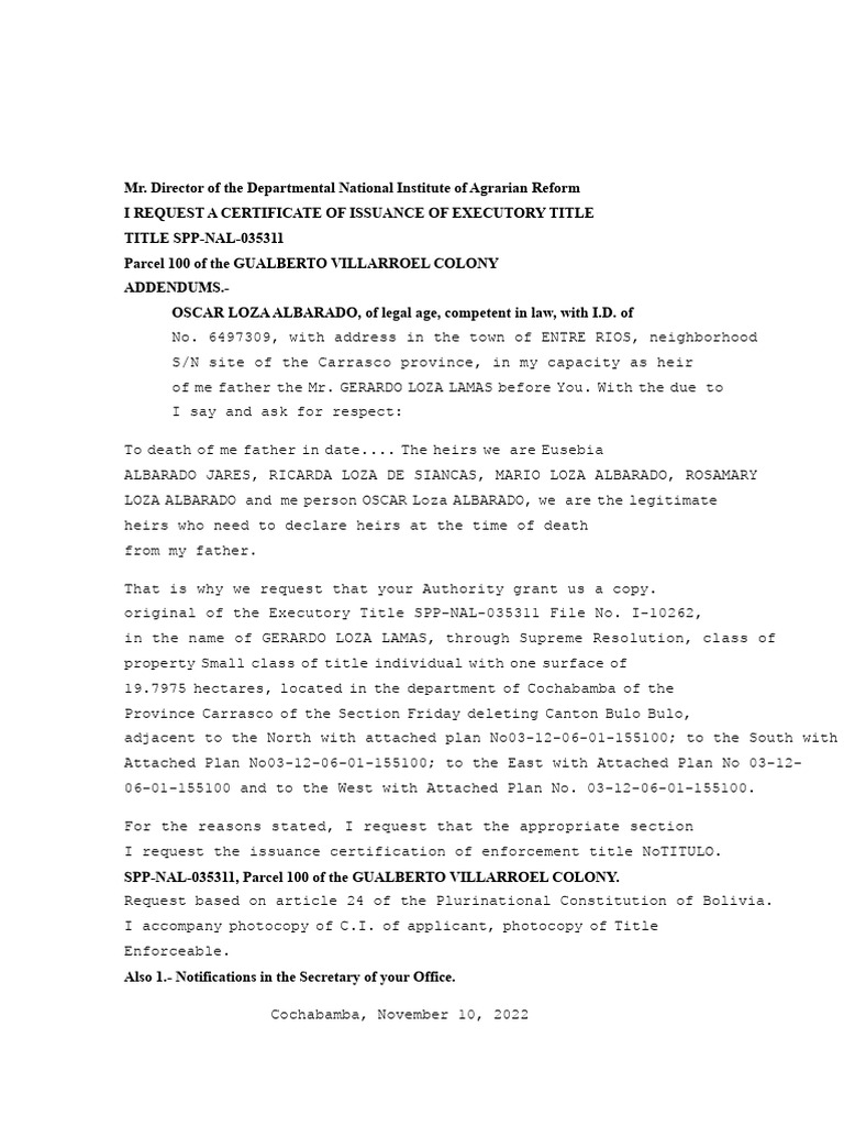 REQUEST FOR Issuance of INRA Certificate | PDF