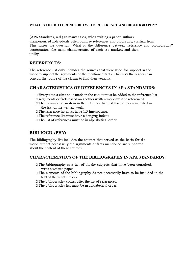 Difference Between Reference and Bibliography | PDF