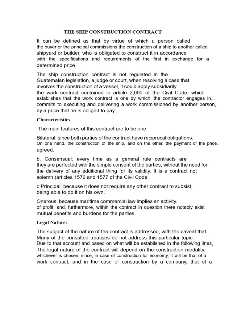 Ship Construction and Charter Contracts | PDF | Lease | Common Law
