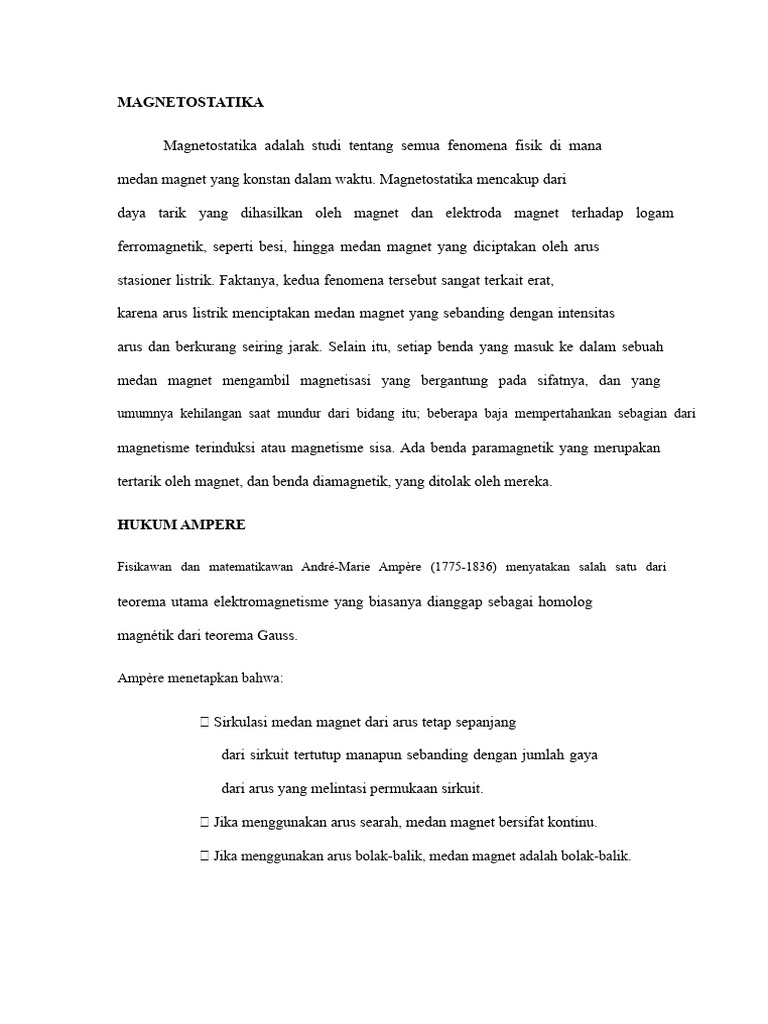 Pengenalan Magnetostatika dan Hukum Ampère | PDF
