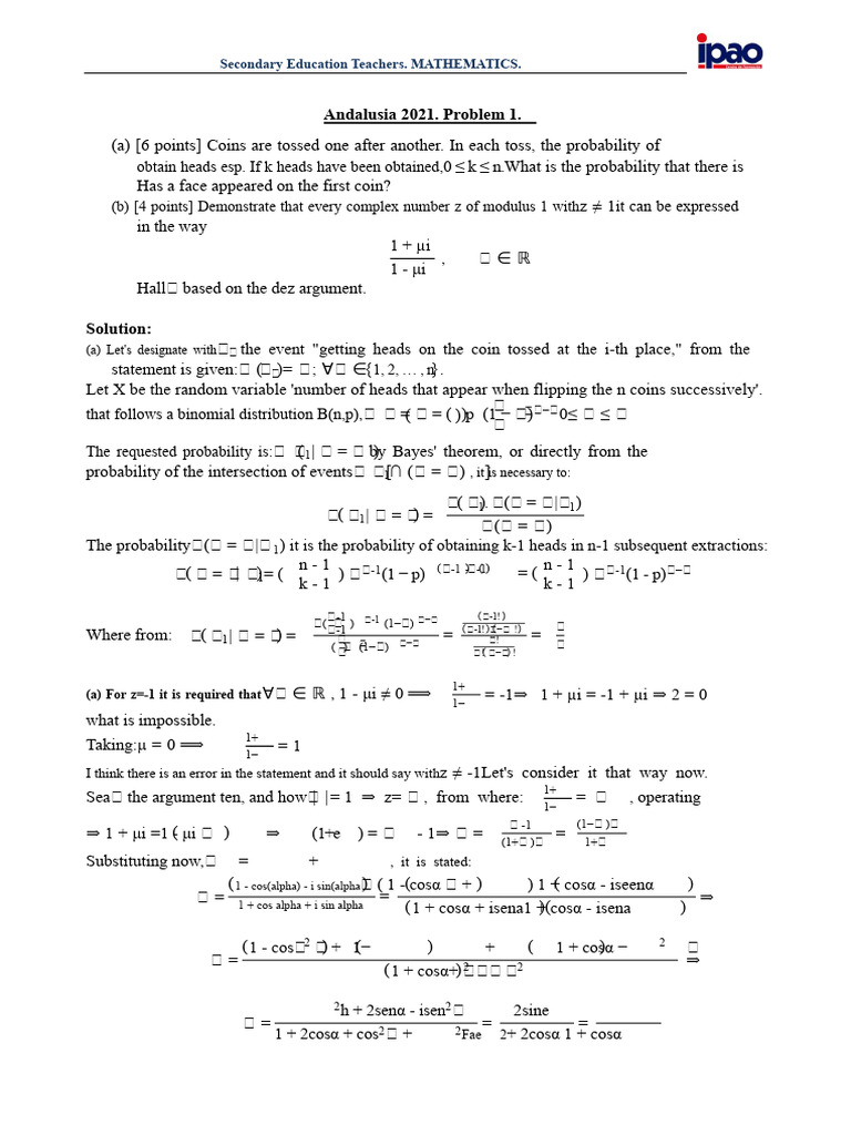 Mathematics Andalusia 2021 - Ipao | PDF | Linear Subspace | Equations