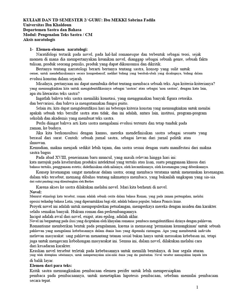 Pengenalan Naratologi dalam Sastra | PDF