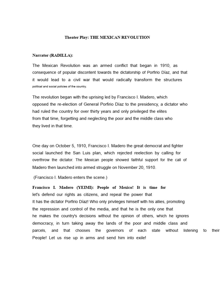 The Mexican Revolution Play Script | PDF | Mexican Revolution | Mexico