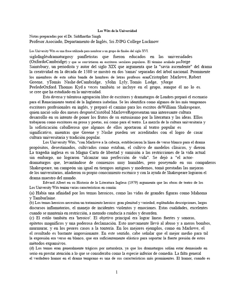 Los Wits Universitarios | PDF | Christopher Marlowe | William Shakespeare