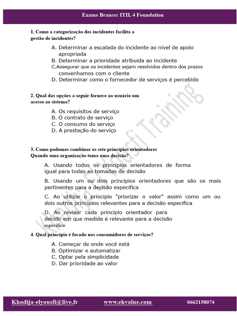 Exame_Embranco_ITIL_V3 | PDF | Itil