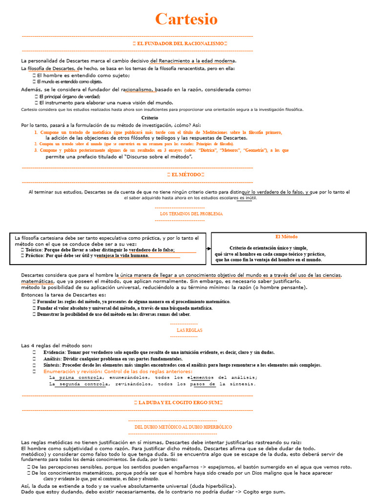René Descartes - Cartesio - Filosofía | PDF | René Descartes | Método ...