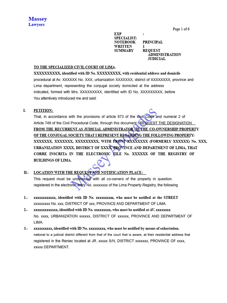 Request for Judicial Property Administration | PDF | Notary Public ...