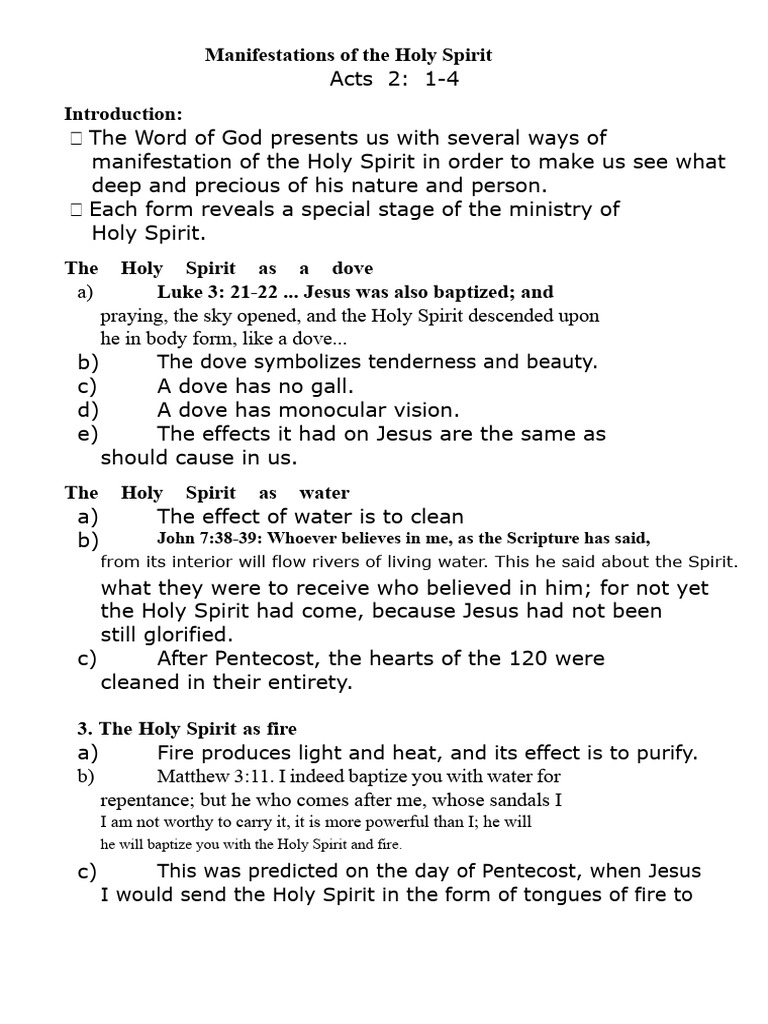 Holy Spirit Manifestations Explained | PDF