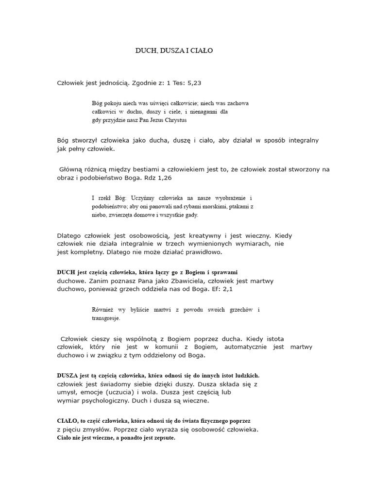 Ciało, Dusza I Duch | PDF