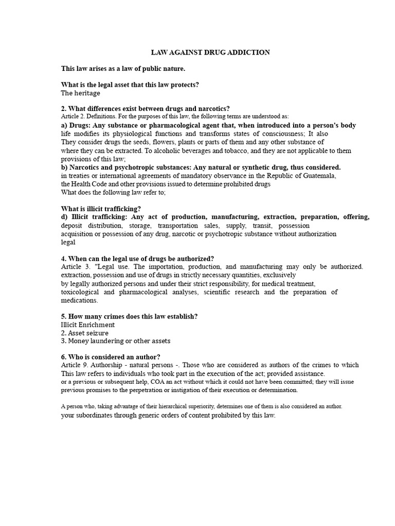 Questionnaire On The Anti-Drug Trafficking Law | PDF | Crimes | Crime ...