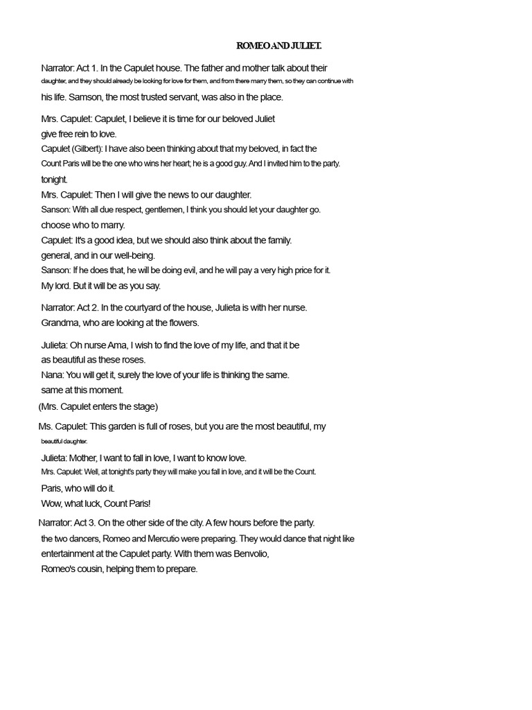 Romeo and Juliet Work Tea | PDF | Characters In Romeo And Juliet ...